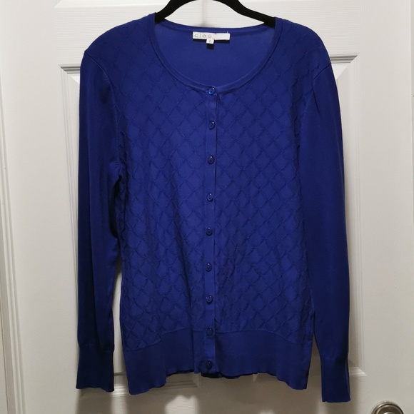 cleo | Sweaters | Cleo Blue Quilted Cardigan Size Medium | Poshmark